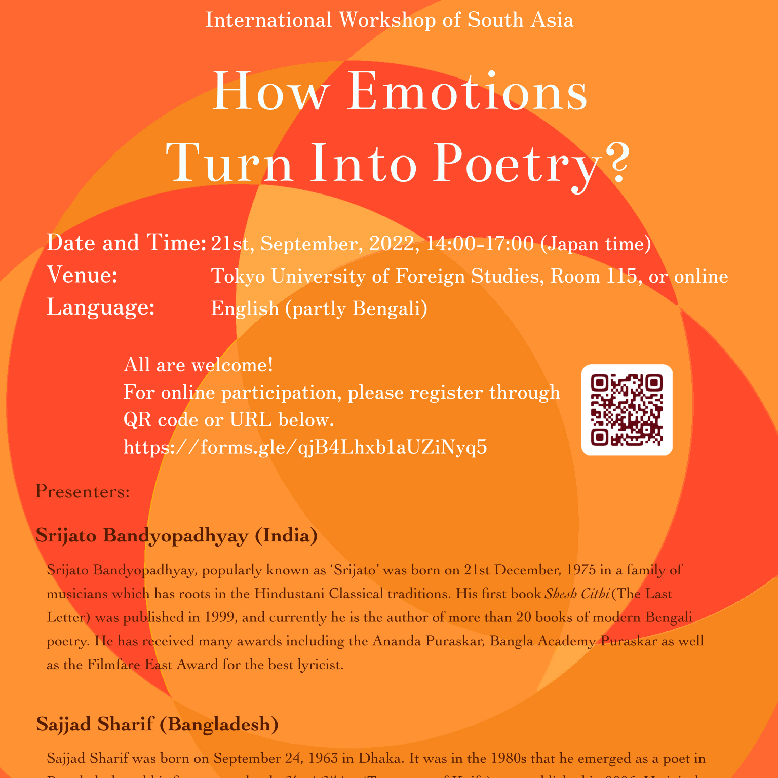 International Workshop of South Asia "How Emotions Turn Into Poetry ...