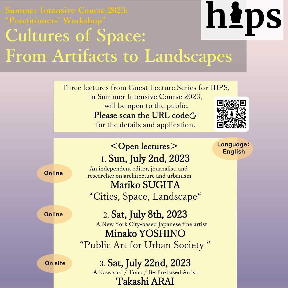 HIPS Summer Workshop Lecture Series “Cultures of Space: From Artifacts ...